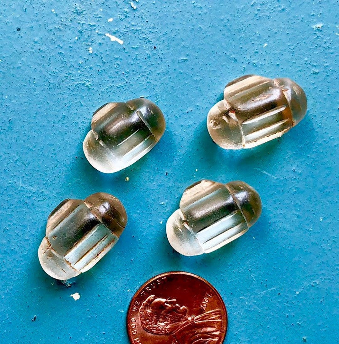 2 Antique Vintage Bullet Barrel Rock Crystal Hanging Amulet Beads ...