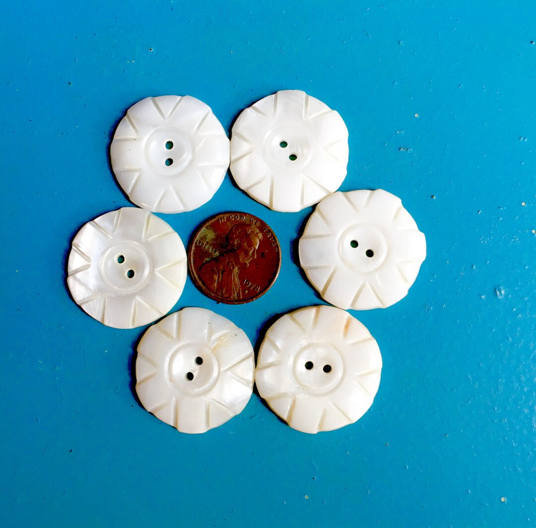 10 Vintage Pearl Buttons Rustic Carved Mother of Pearl 1910's 1" 25mm ...