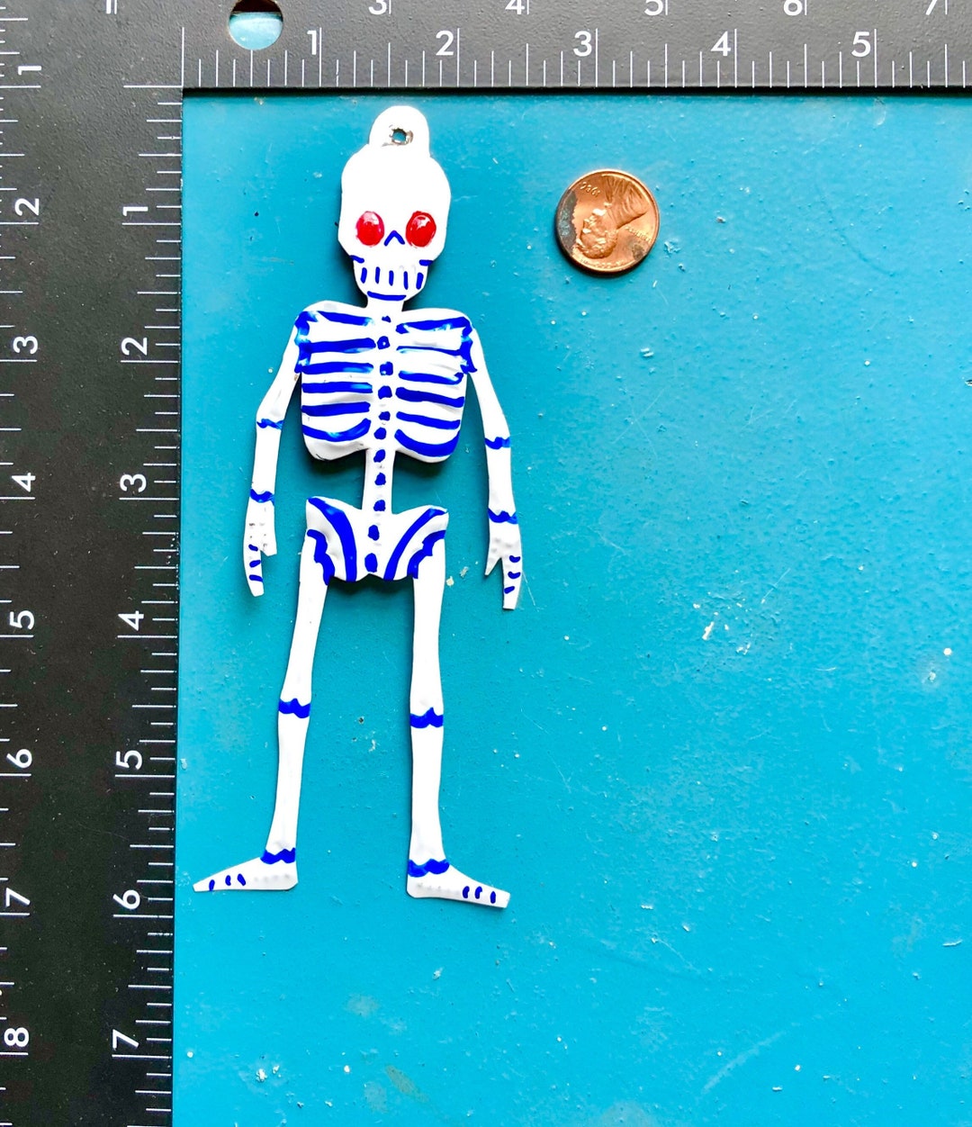 Skeleton Tin Milagro Mexican Thin Cut Tin Ornament Painted Ex Voto 10th ...