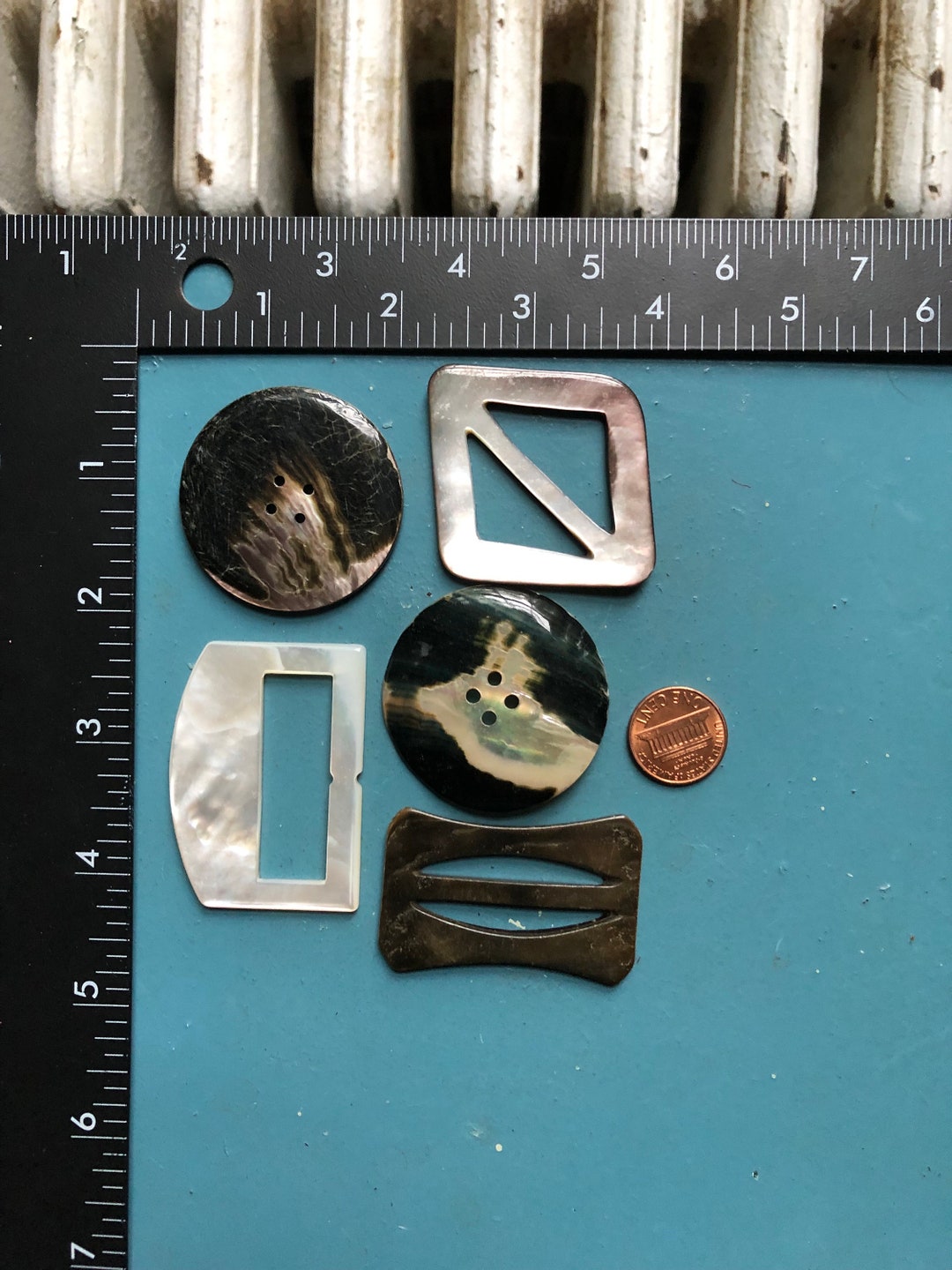 5 Antique Pearl Buckles Slides Buttons Mother of Pearl 1920 MOP Jewelry ...