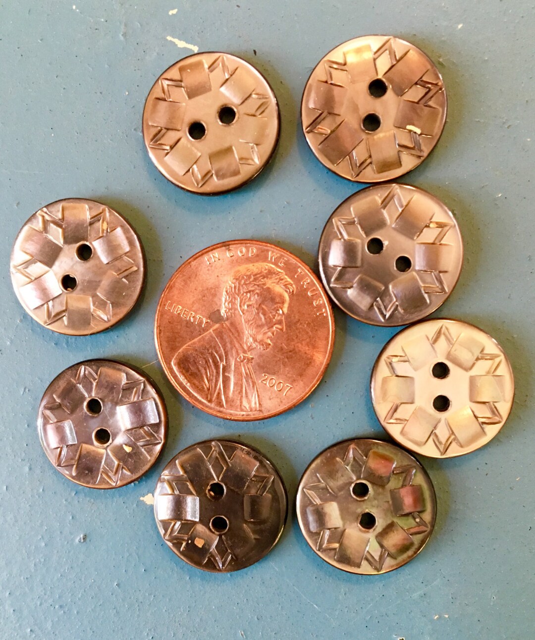 Vintage Pearl Buttons Carved Natural Black Mother of Pearl 1910 Ribbon ...