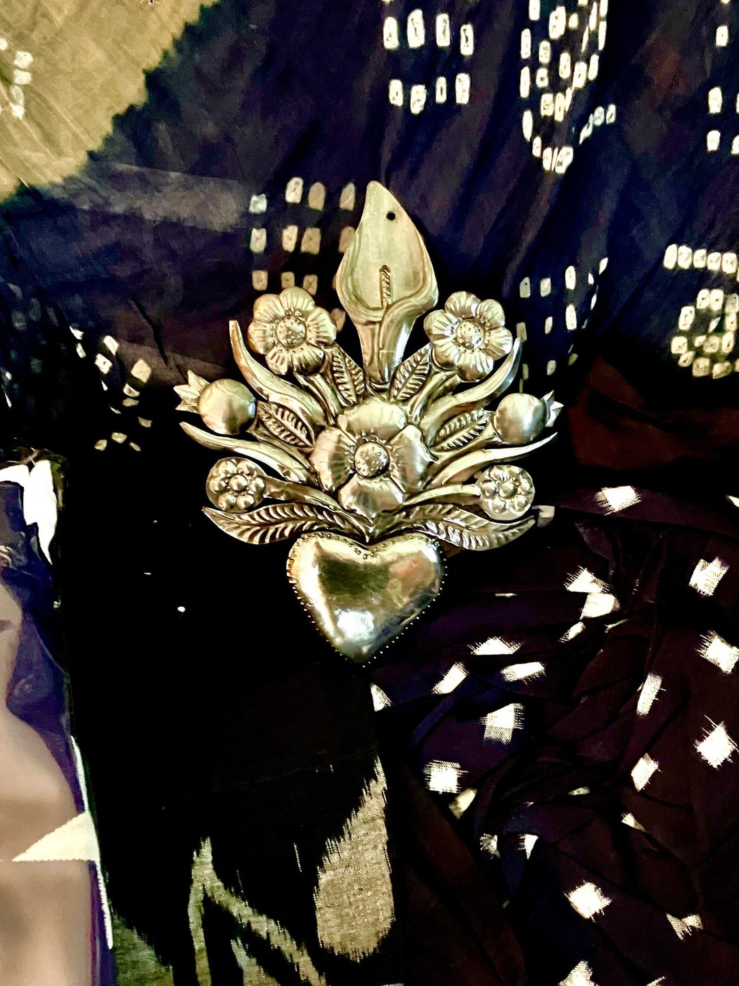 Large Heart Milagro Love's Glorious Bouquet Heart Unpainted Ornament ...