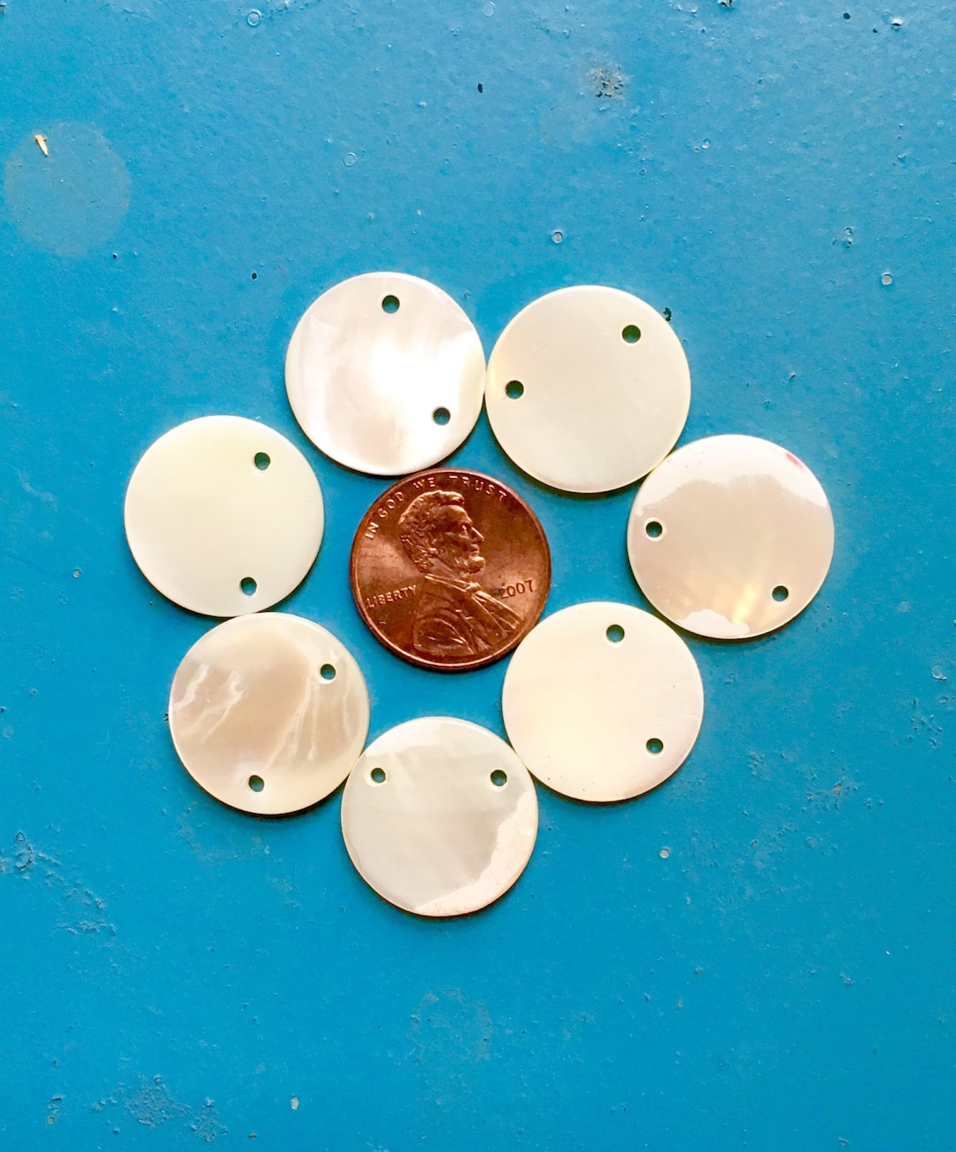 20 Vintage Big Pearl Sequins 2 Hole Disc Connectors Paillettes 18L 19mm ...