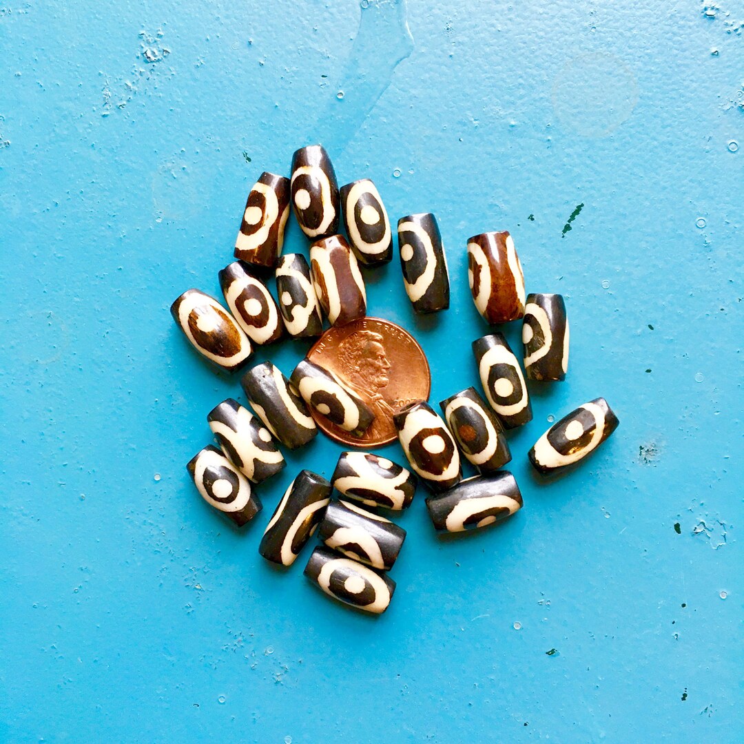 Bone Tube Beads Mud Bone Mudbone Hairpipe 23pcs 7mm X 12mm Black ...