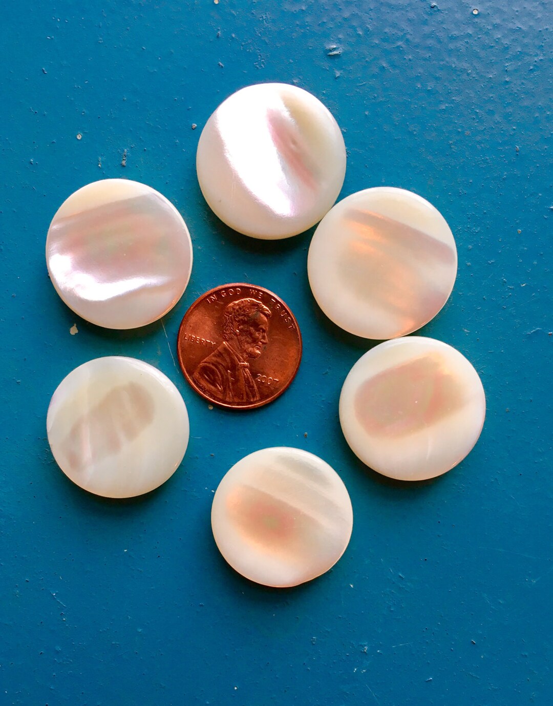 10 Vintage Pearl Buttons Carved Mother of Pearl 1940's Full Moon 7/8 ...