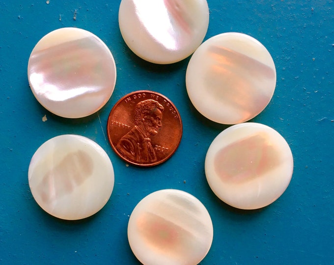 10 Vintage Pearl Buttons Carved Mother of Pearl 1940's Full Moon 7/8 ...