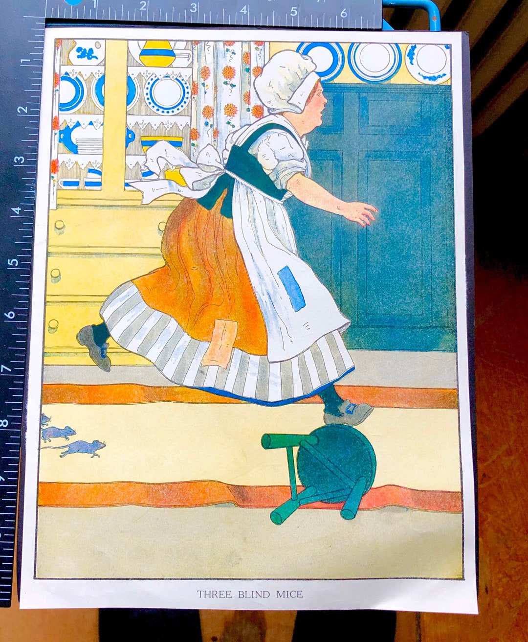 2 Different Vintage Lithograph Original Color Bookplate Mother Goose ...