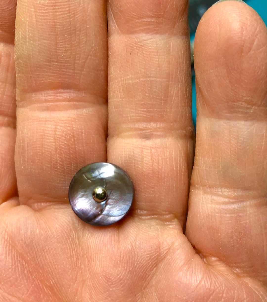 10 Antique Vintage Mother of Pearl Pin Shank Buttons MOP Smoked Black 1 ...