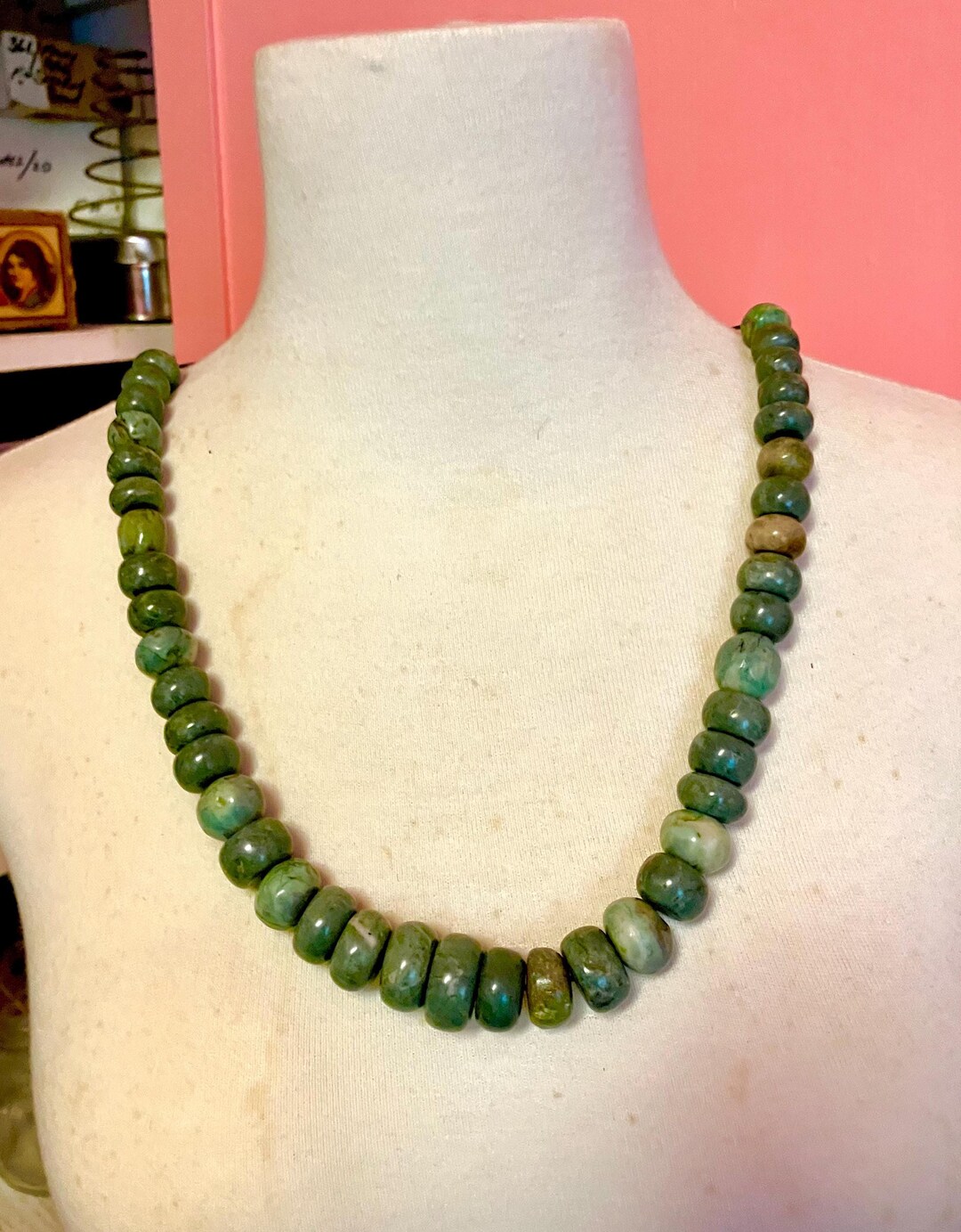 Guatemala Jade Jadeite Guatemalita Greenstone 40 Bead Necklace Talisman ...