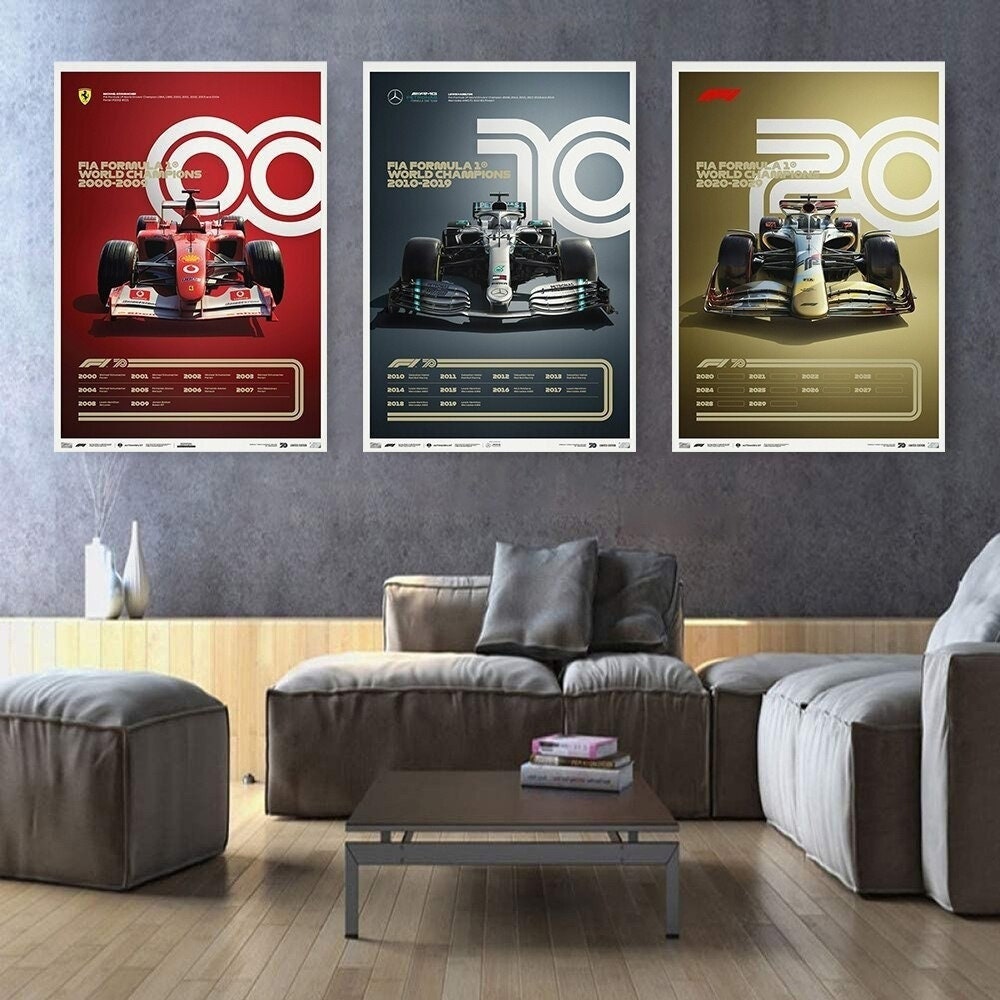 F1 Wall Art Set of 3 Vintage Formula 1 Wall Art Print on High Quality ...