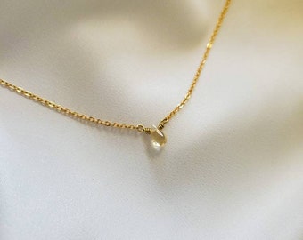 Peridot Dew Drop 24k Gold Plated Necklace Minimalist Dainty | Etsy