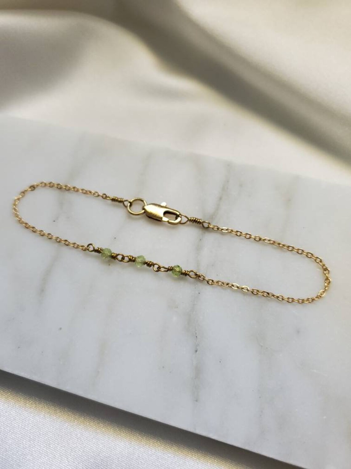 Peridot Beaded Chain Bracelet 24k Gold Plated Green Peridot - Etsy