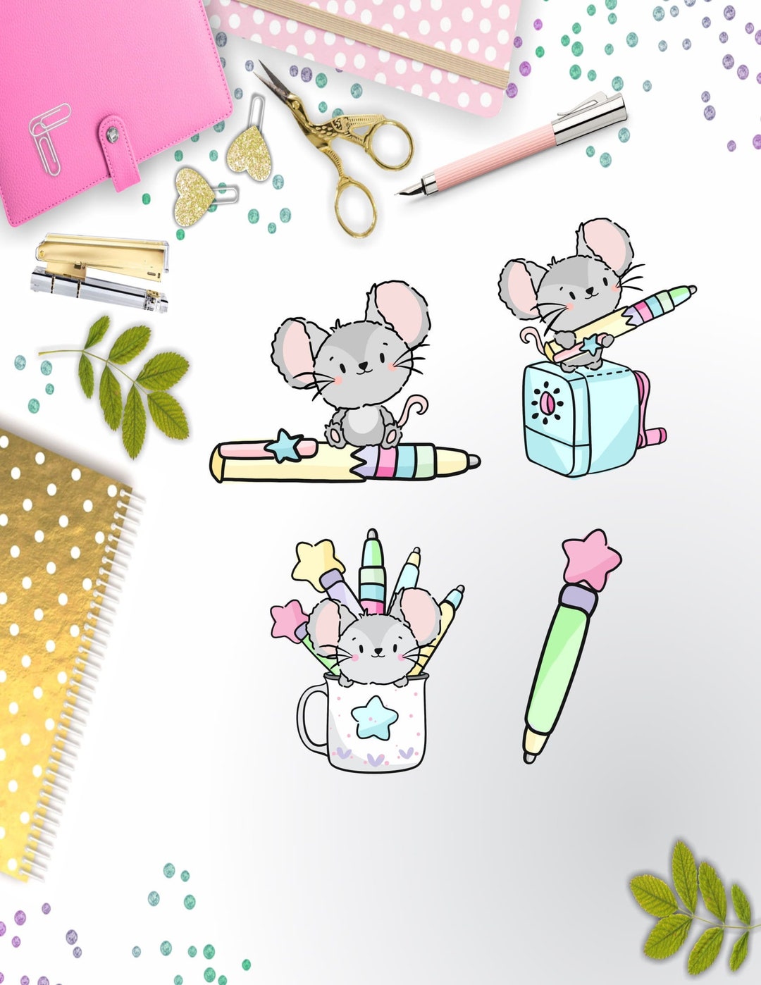 Back to School Mouse Die Cuts Planner Accessories Decorations - Etsy