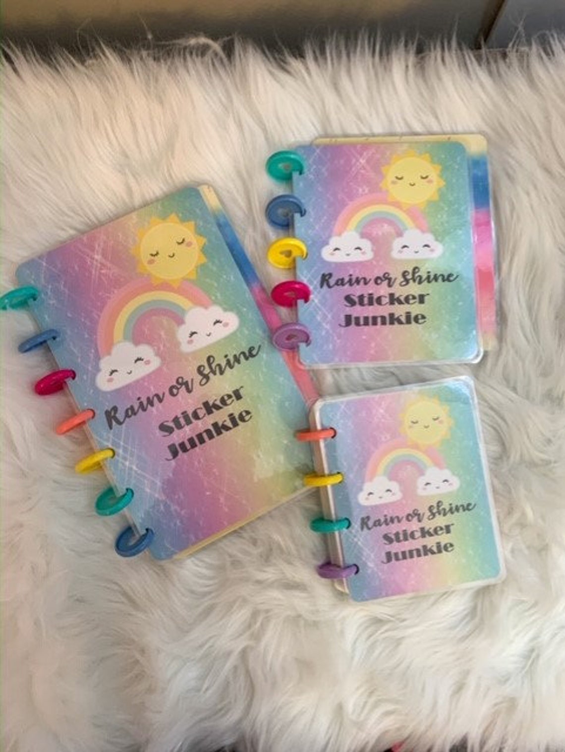 Pastel Rainbow Sticker Sheet Book Covers front and Back With - Etsy