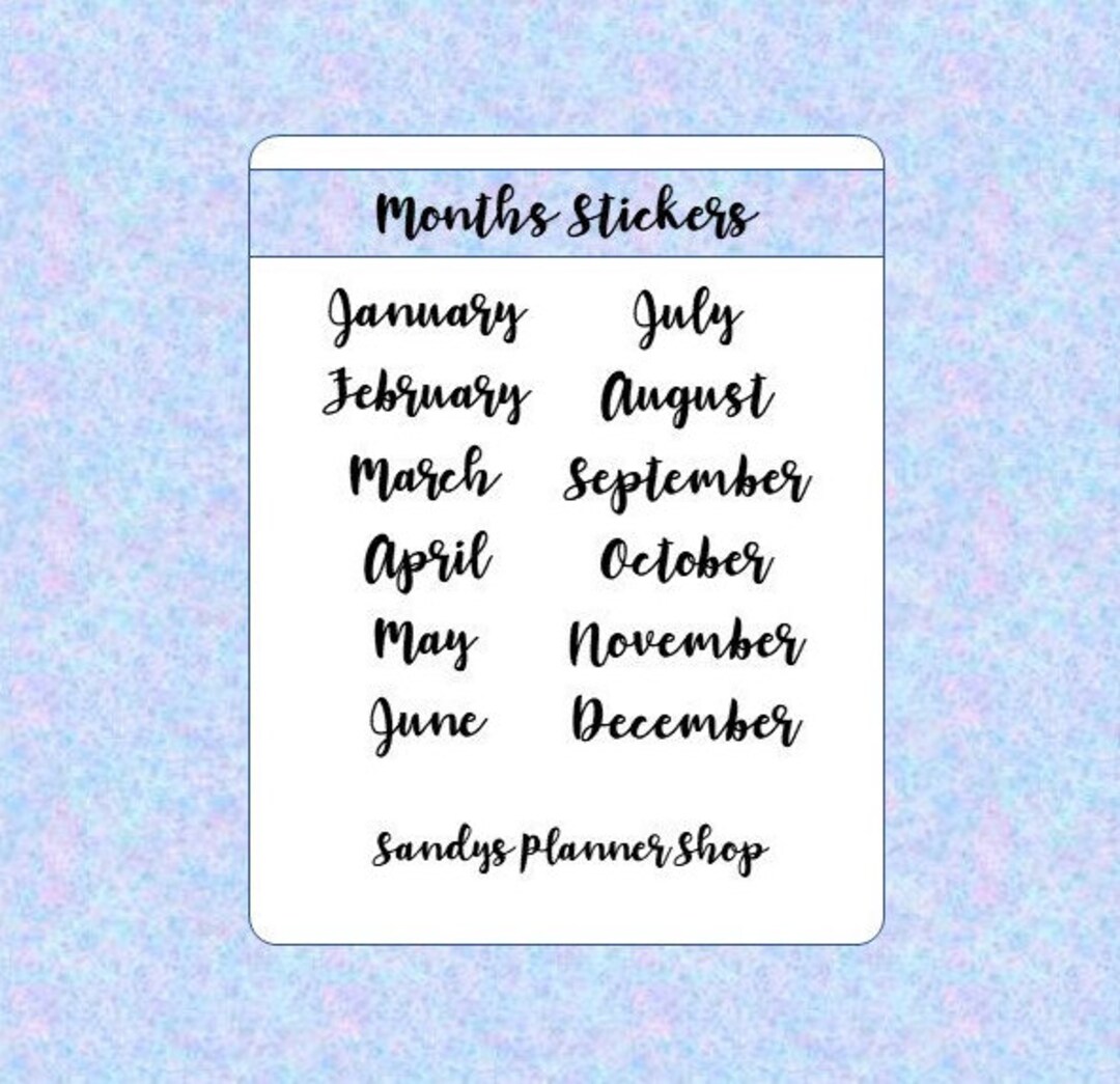 Months of the Year Sticker Sheet Planner Accessories - Etsy
