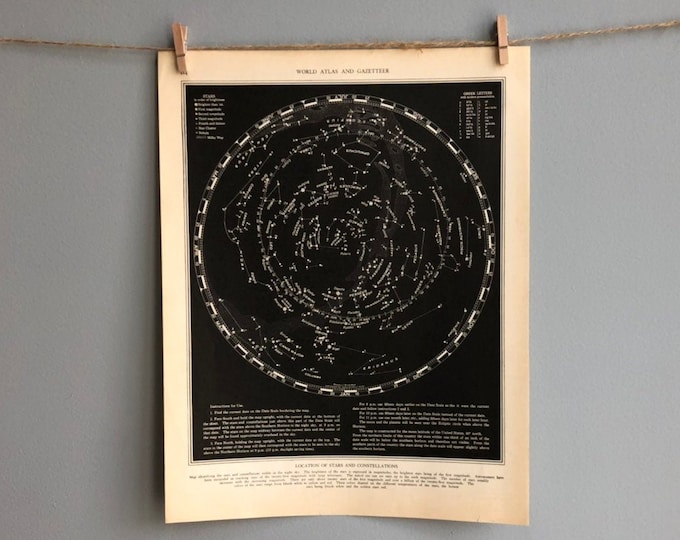 Vintage Constellation and Stars Map, Constellation Map Wall Art ...