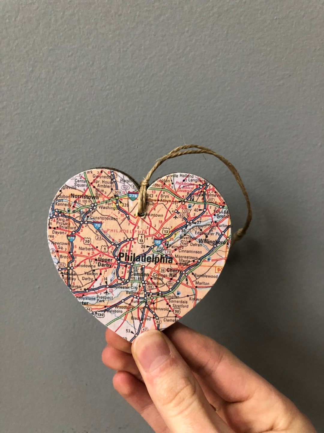 Philadelphia Map Heart Ornament, Philadelphia PA Ornament, Philadelphia ...