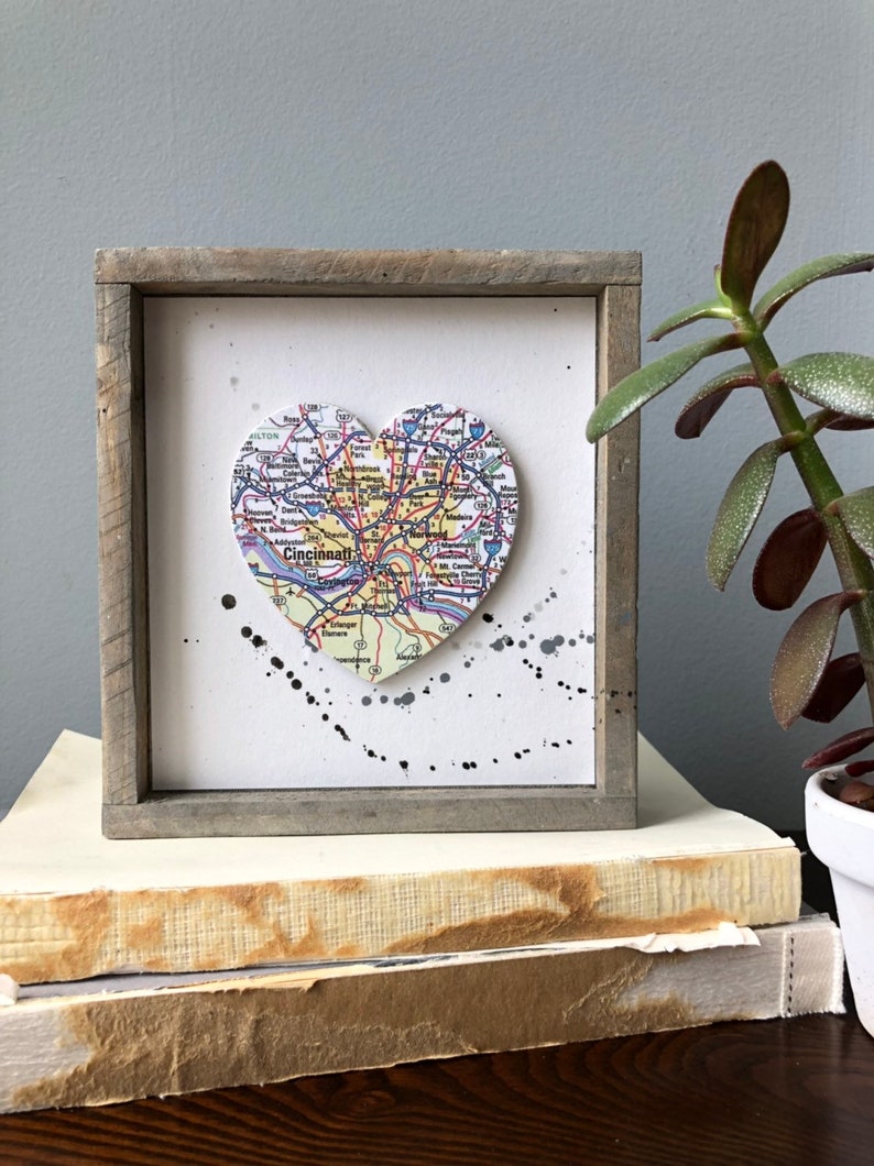 Cincinnati Heart Sign, Heart Map Sign, Cincinnati OH Sign, Cincinnati ...