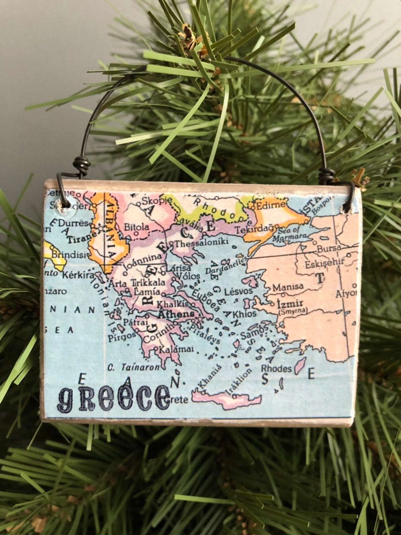Greece Ornament Greece Gift Map Ornament Travel Gift | Etsy
