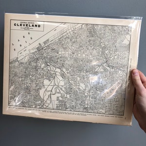 Vintage Cleveland Map, Cleveland OH Map Wall Art, Cleveland Ohio Gift ...