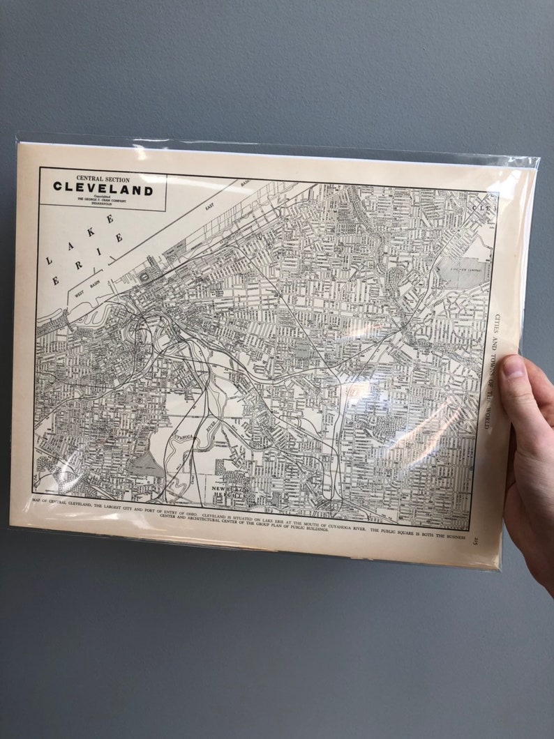 Vintage Cleveland Map Cleveland OH Map Wall Art Cleveland - Etsy