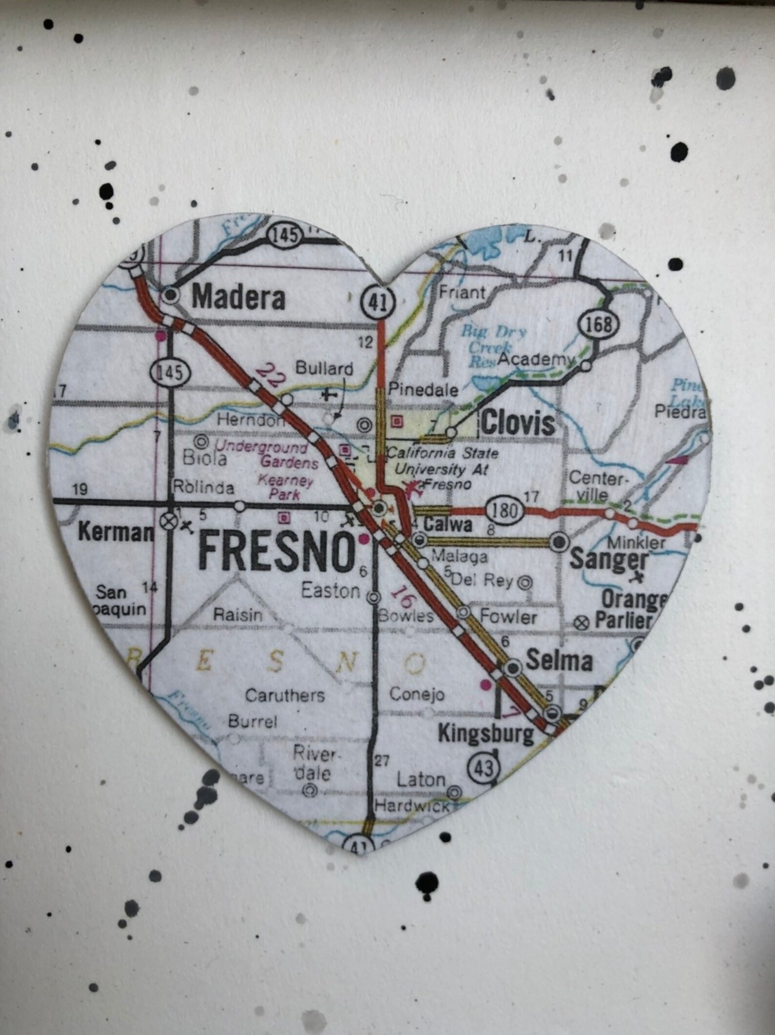 Fresno Heart Sign, Heart Map Sign, Fresno CA Sign, Fresno CA Gift ...