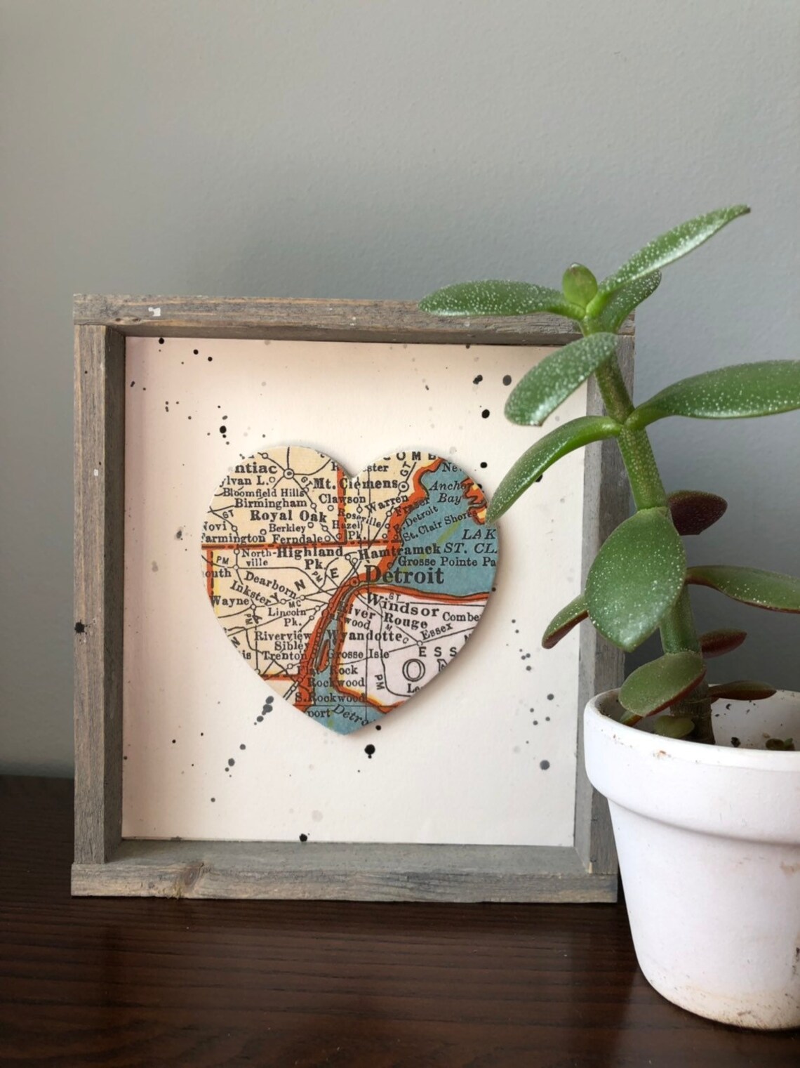 Detroit Heart Sign Heart Map Sign Detroit MI Sign Detroit | Etsy