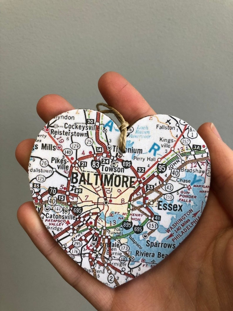 Baltimore Map Heart Ornament Baltimore MD Ornament Baltimore - Etsy