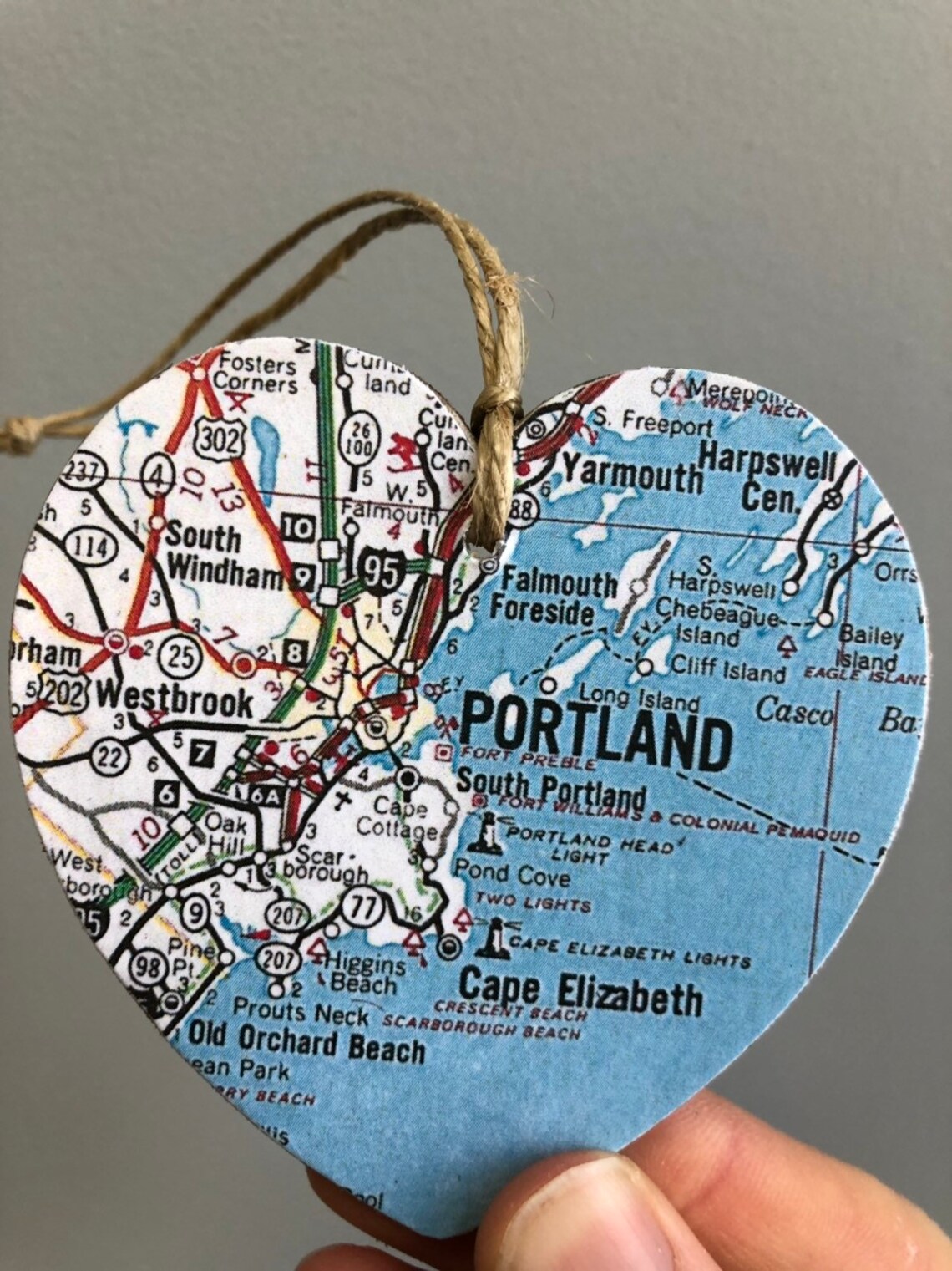 Portland Maine Map Heart Ornament, Portland Maine Ornament, Portland ME ...