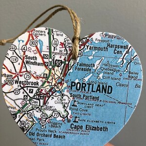 Portland Maine Map Heart Ornament, Portland Maine Ornament, Portland ME ...
