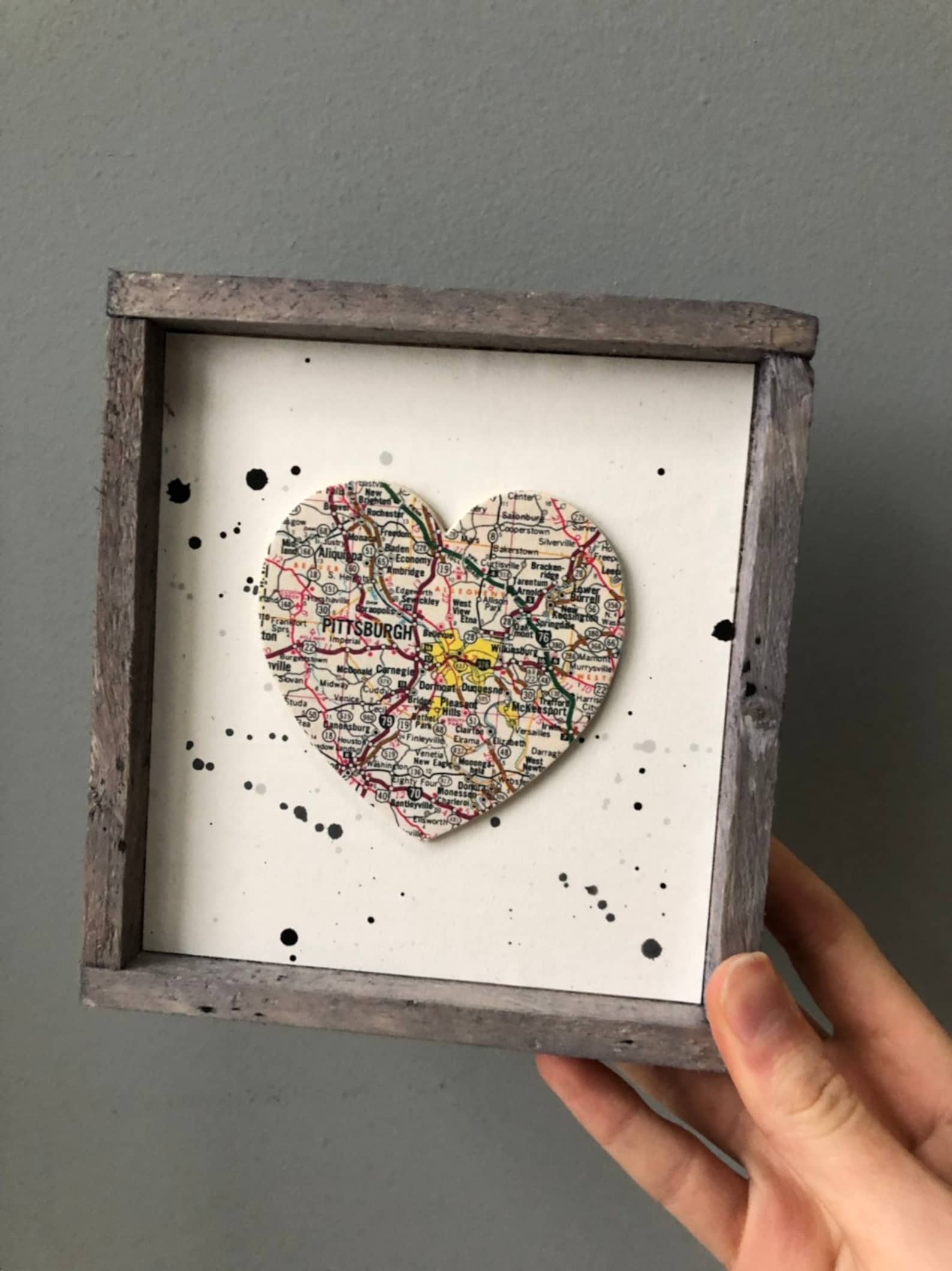 Pittsburgh Heart Sign Heart Map Sign Pittsburgh PA Sign - Etsy