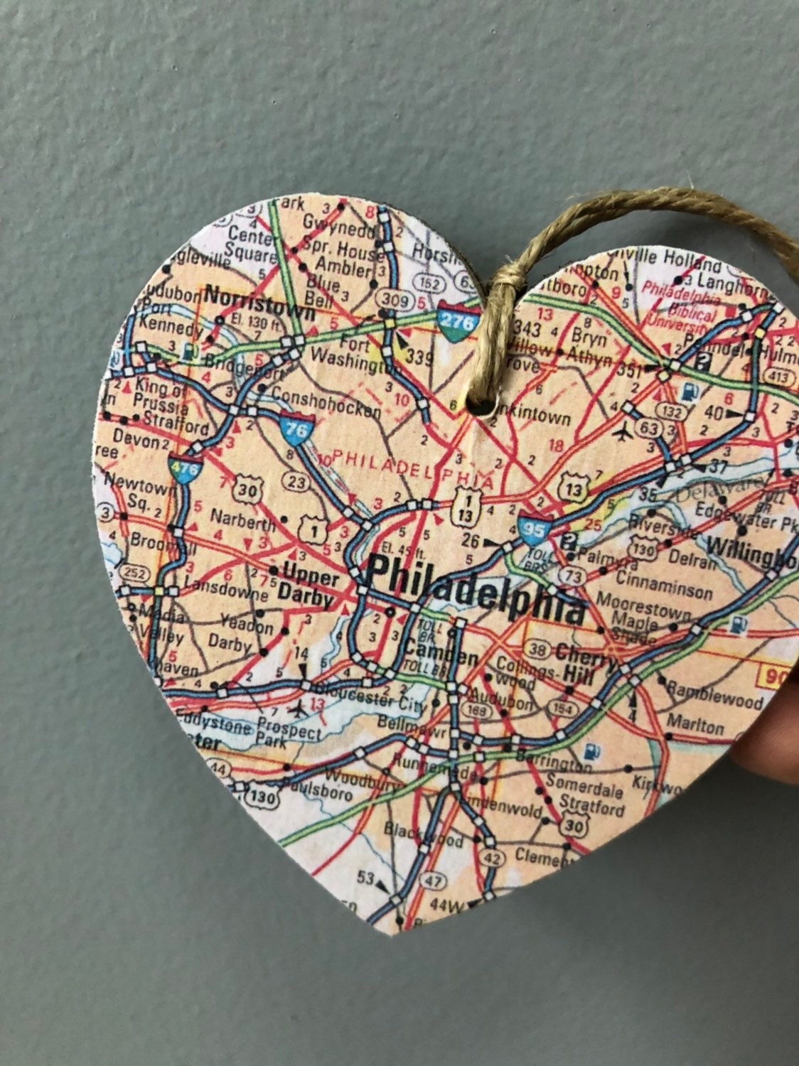 Philadelphia Map Heart Ornament Philadelphia PA Ornament | Etsy