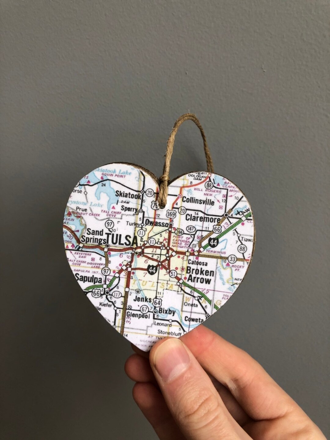 Tulsa Map Heart Ornament, Tulsa OK Ornament, Tulsa Oklahoma Gift, Tulsa ...