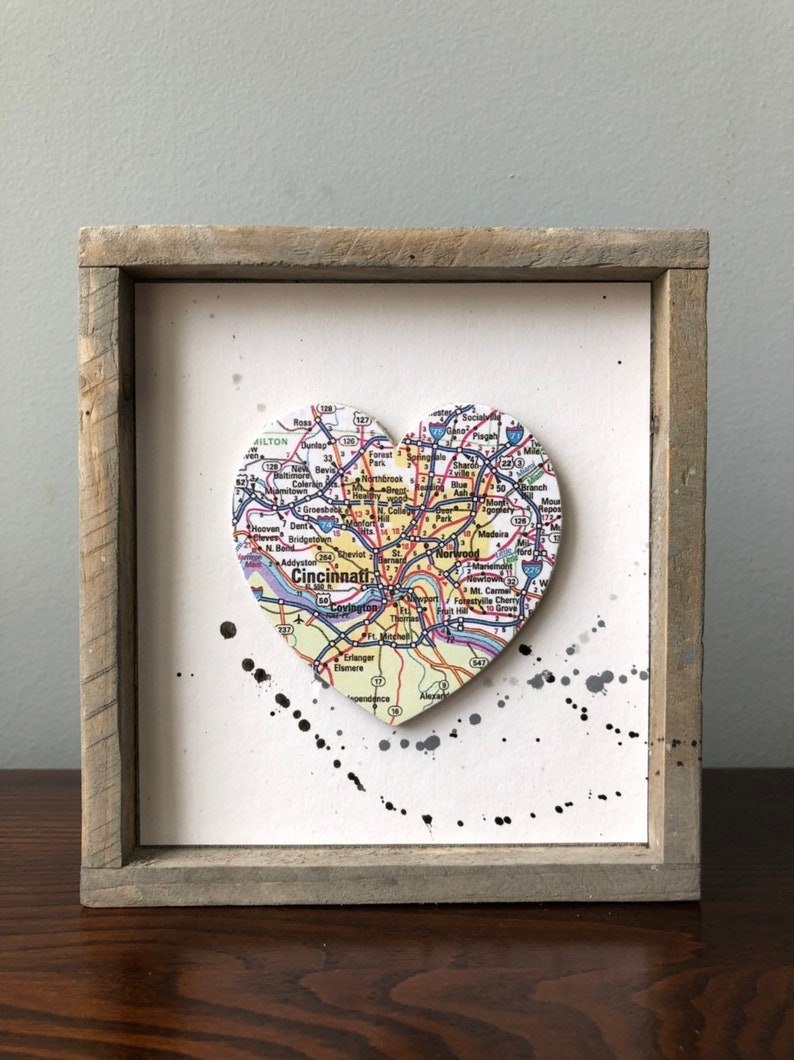 Cincinnati Heart Sign, Heart Map Sign, Cincinnati OH Sign, Cincinnati ...