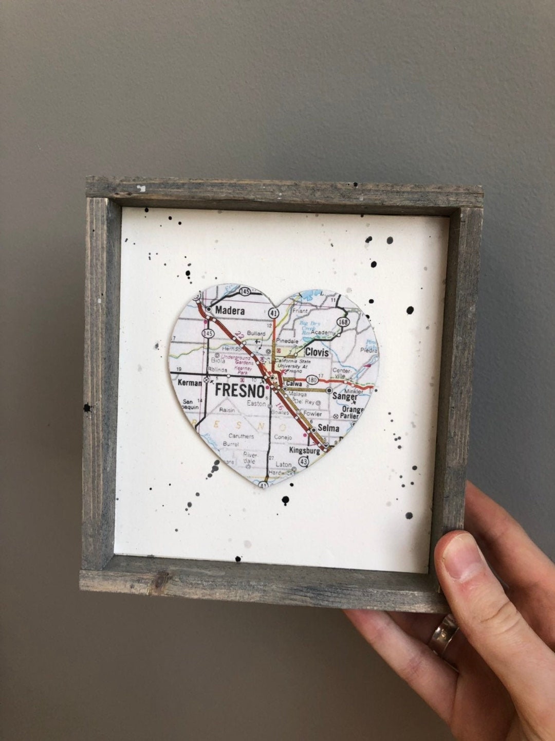 Fresno Heart Sign, Heart Map Sign, Fresno CA Sign, Fresno CA Gift ...