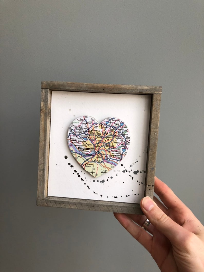 Cincinnati Heart Sign, Heart Map Sign, Cincinnati OH Sign, Cincinnati ...