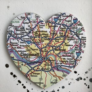 Cincinnati Heart Sign, Heart Map Sign, Cincinnati OH Sign, Cincinnati ...