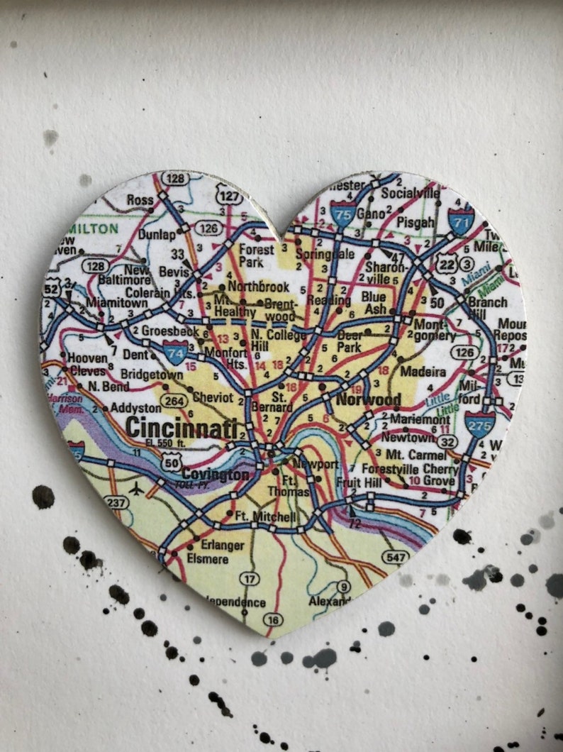 Cincinnati Heart Sign, Heart Map Sign, Cincinnati OH Sign, Cincinnati ...