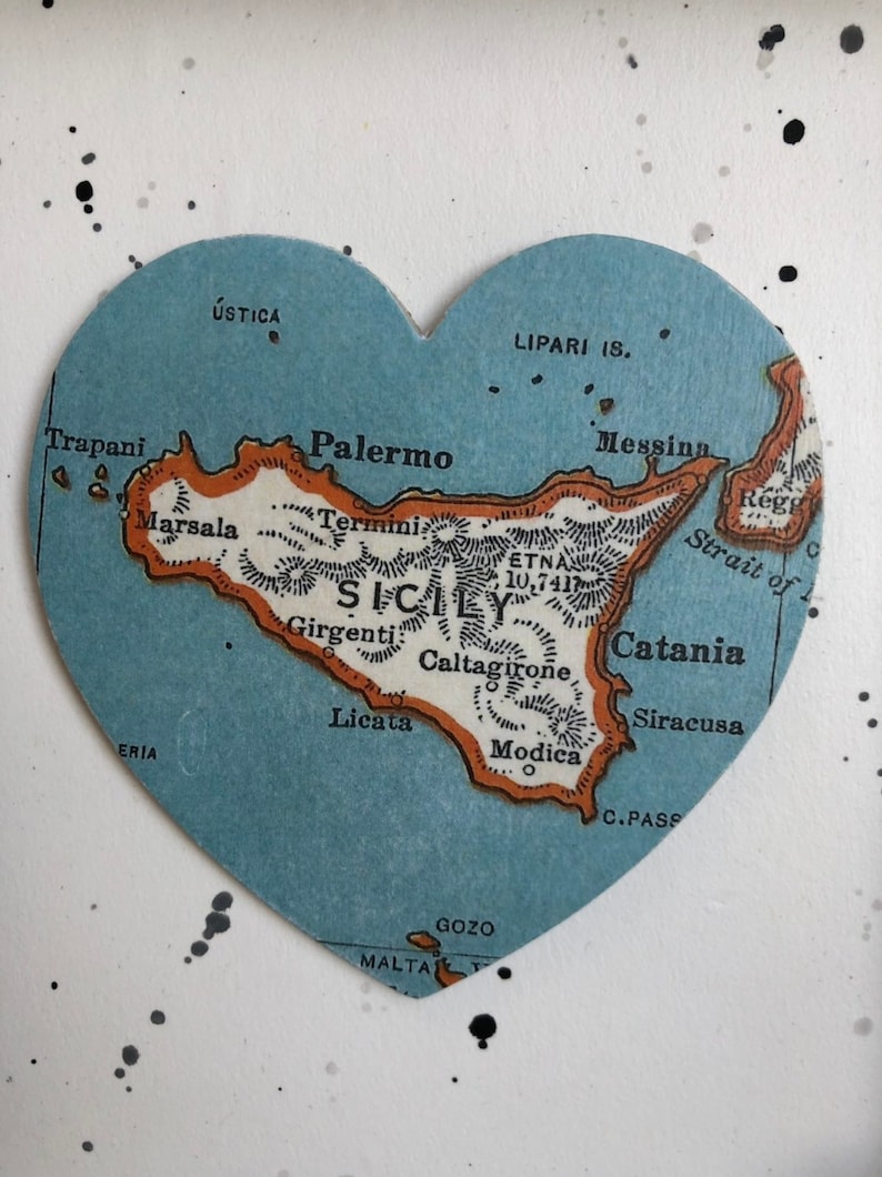 Sicily Heart Sign, Heart Map Sign, Sicily Italy Sign, Sicily Gift ...