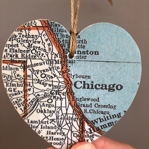 Chicago Map Heart Ornament, Chicago IL Ornament, Chicago Illinois Gift ...