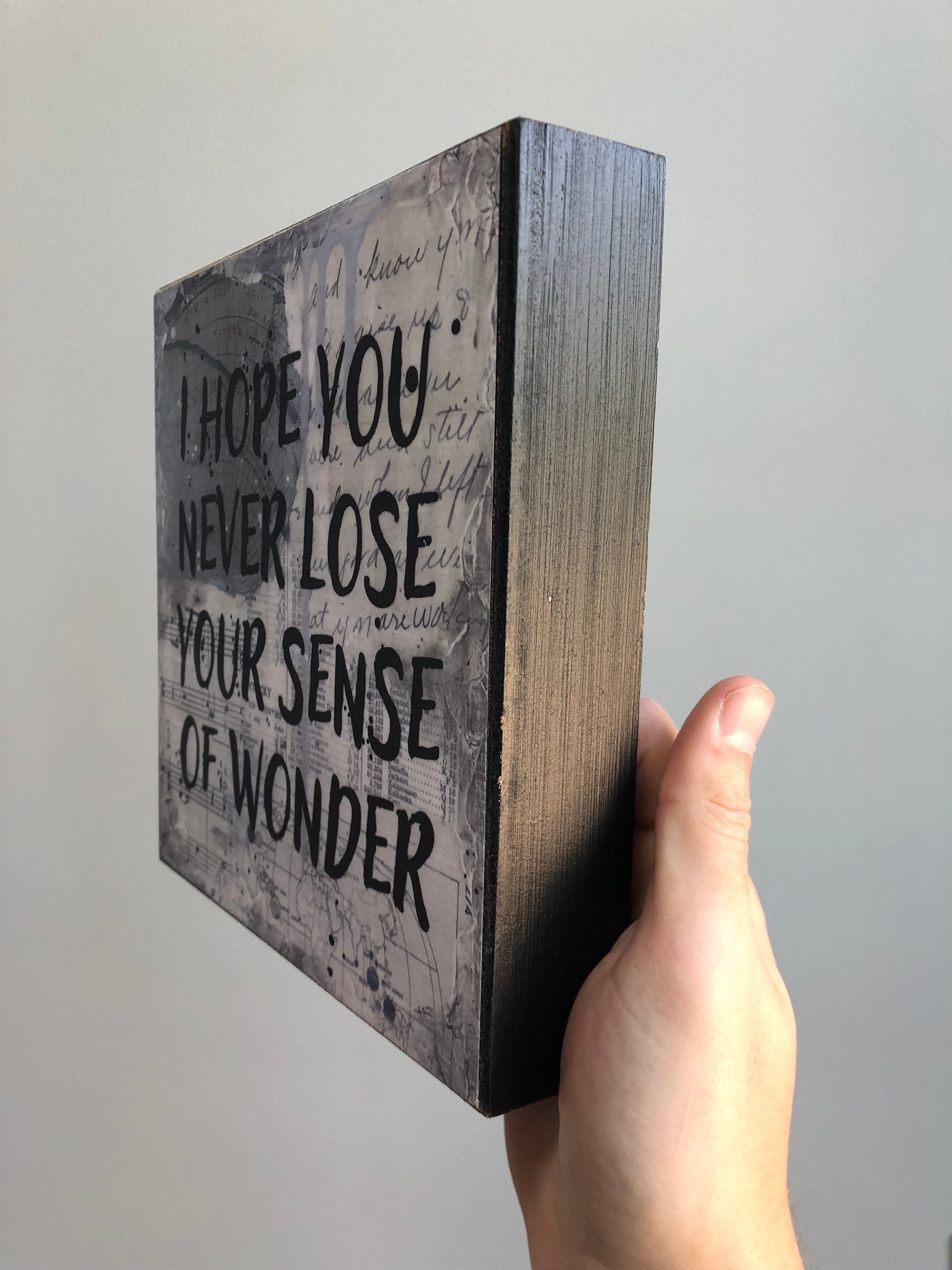 I Hope You Never Lose Your Sense of Wonder Art Panel, Map Quote Artwork ...