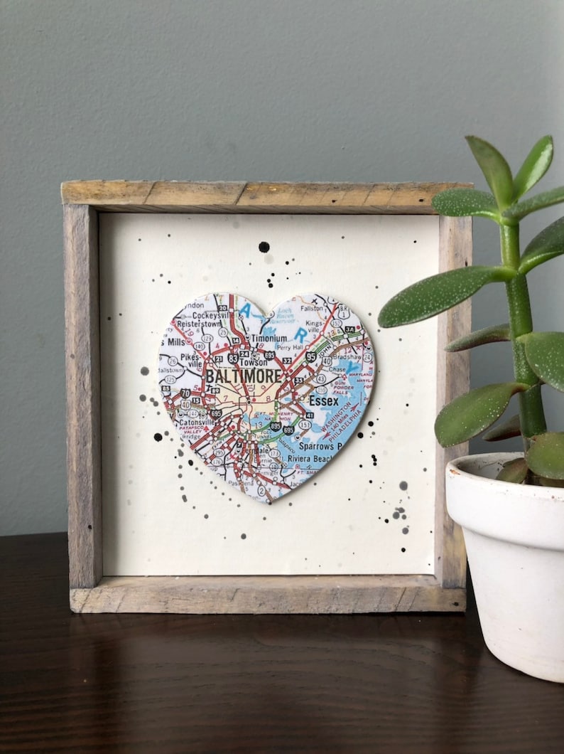 Baltimore Heart Sign Heart Map Sign Baltimore Maryland Gift - Etsy