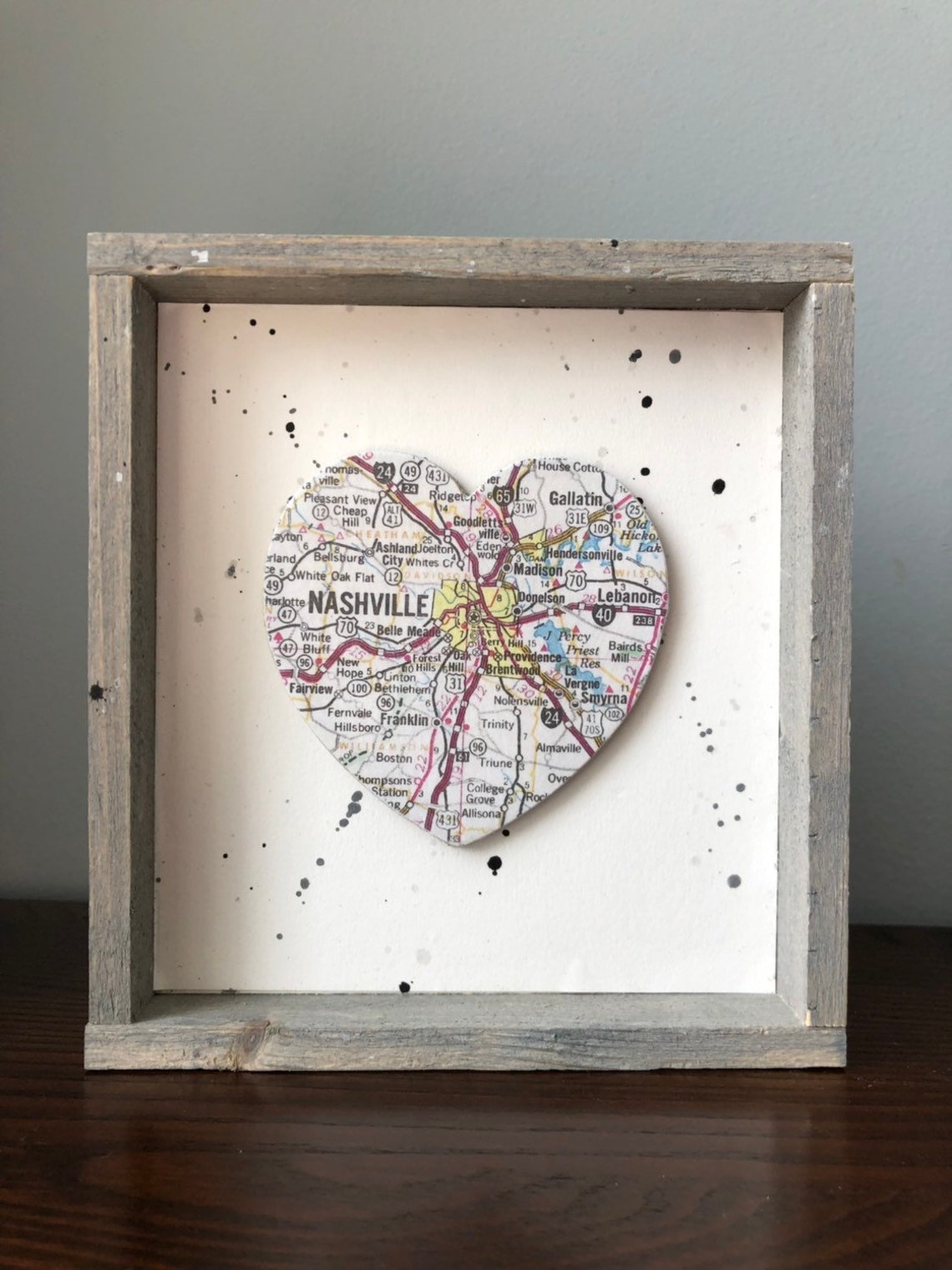 Nashville Heart Sign Heart Map Sign Nashville TN Sign - Etsy