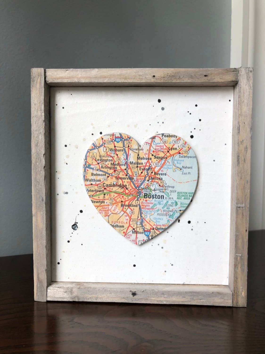 Boston Heart Sign Heart Map Sign Boston MA Sign Boston MA - Etsy