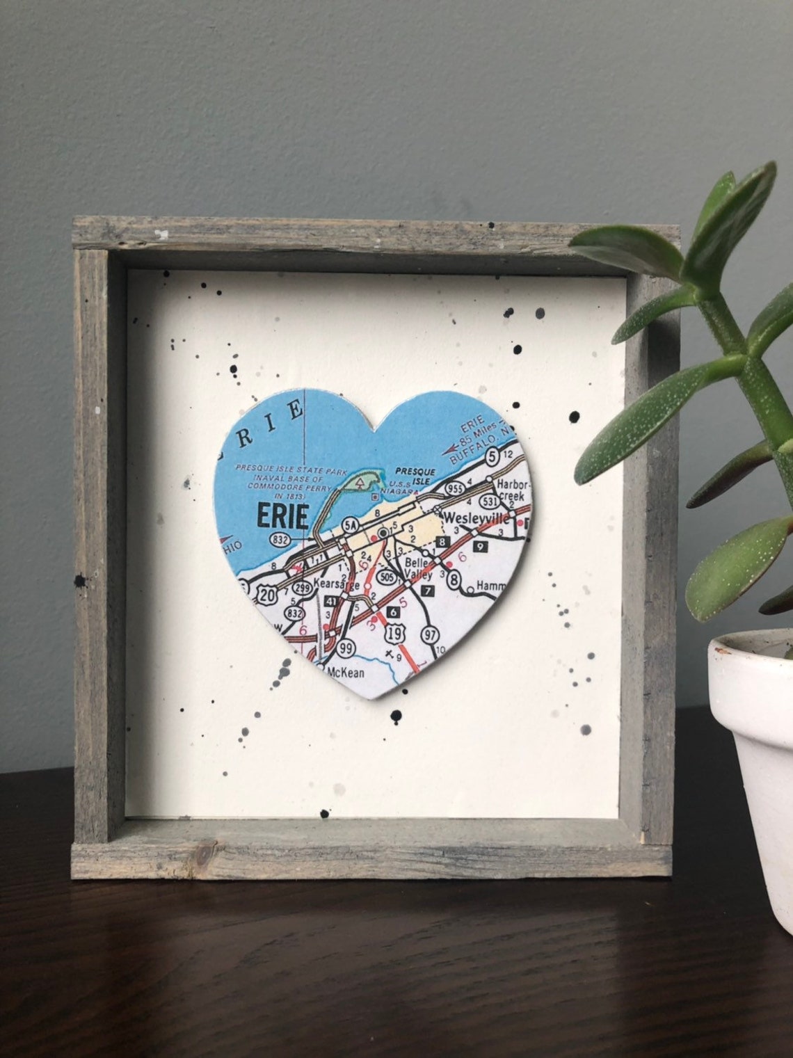 Erie Heart Sign Heart Map Sign Erie PA Sign Erie PA Gift | Etsy
