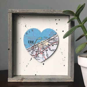 Erie Heart Sign, Heart Map Sign, Erie PA Sign, Erie PA Gift, Erie Map ...