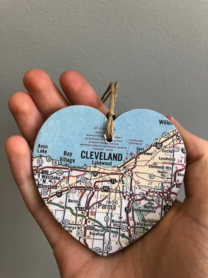 Cleveland Map Heart Ornament Cleveland Ohio Ornament | Etsy