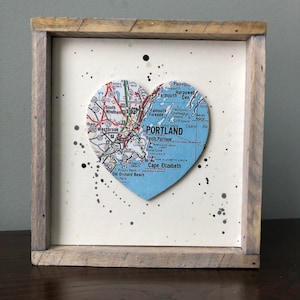 Portland Heart Sign, Heart Map Sign, Portland ME Sign, Portland Maine ...