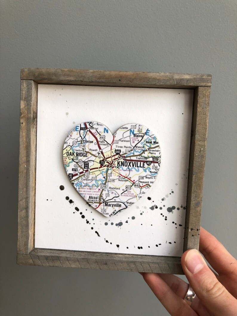 Knoxville Heart Sign Heart Map Sign Knoxville TN Sign | Etsy