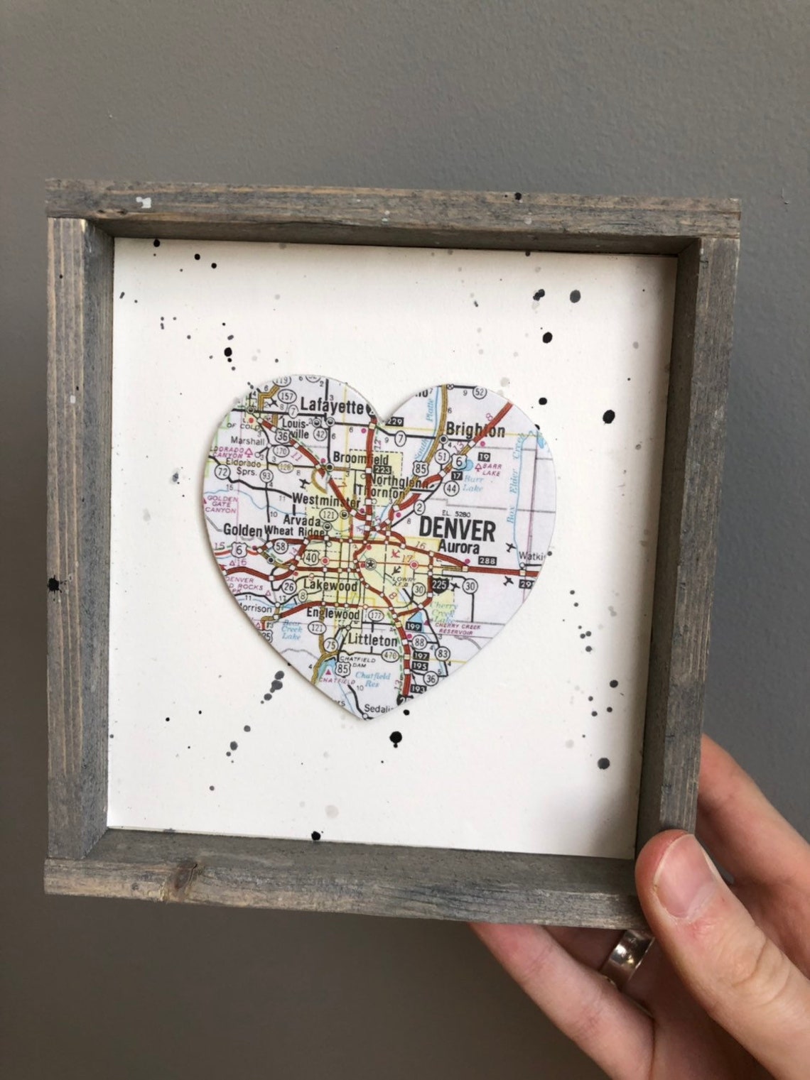 Denver Heart Sign Heart Map Sign Denver Colorado Map - Etsy